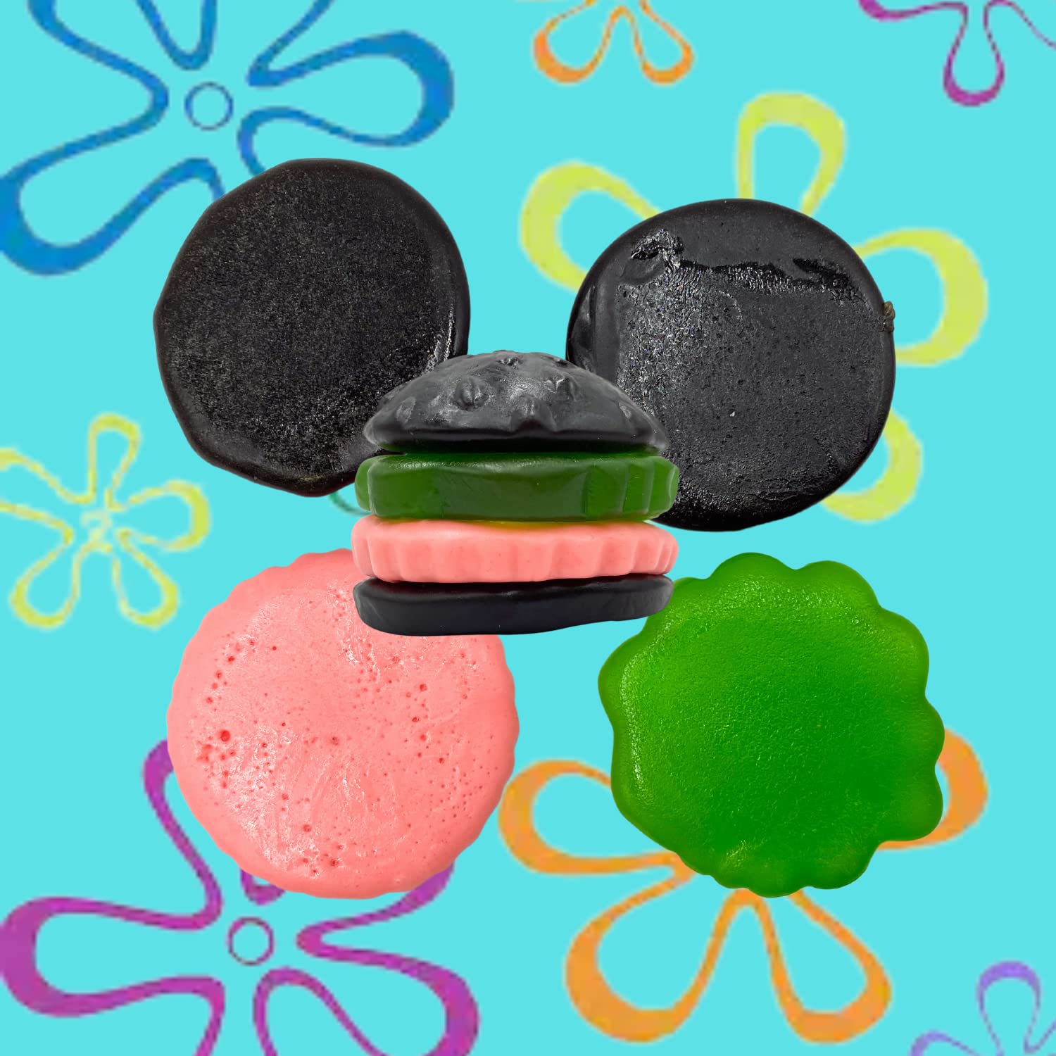 SpongeBob SquarePants Naughty List Coal Krabby Patties for Christmas, Nostalgic Gummy Candies Individually Wrapped for Holiday Stocking Stuffers, Pack of 3