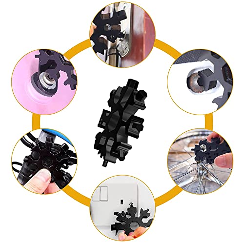 2 Pcs Snowflake Tools 18-in-1 Stainless Steel Snowflakes Multi-tool Fathers Day Giftss for Husbands, Keychain Multitool New Tools and Gadgets Cool and Unique Fathers Day Gift