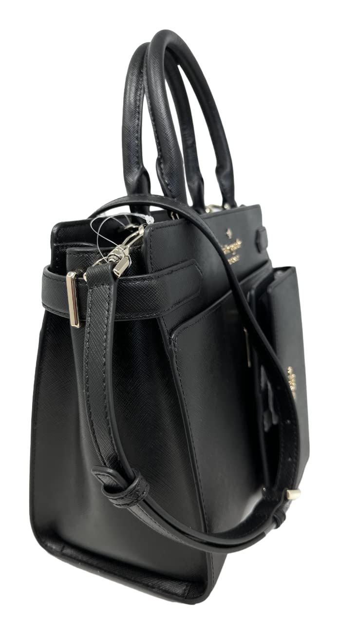 Kate Spade New York Staci Medium Saffiano Leather Satchel Purse With Matching Lg Slim Bifold Wallet (Black)