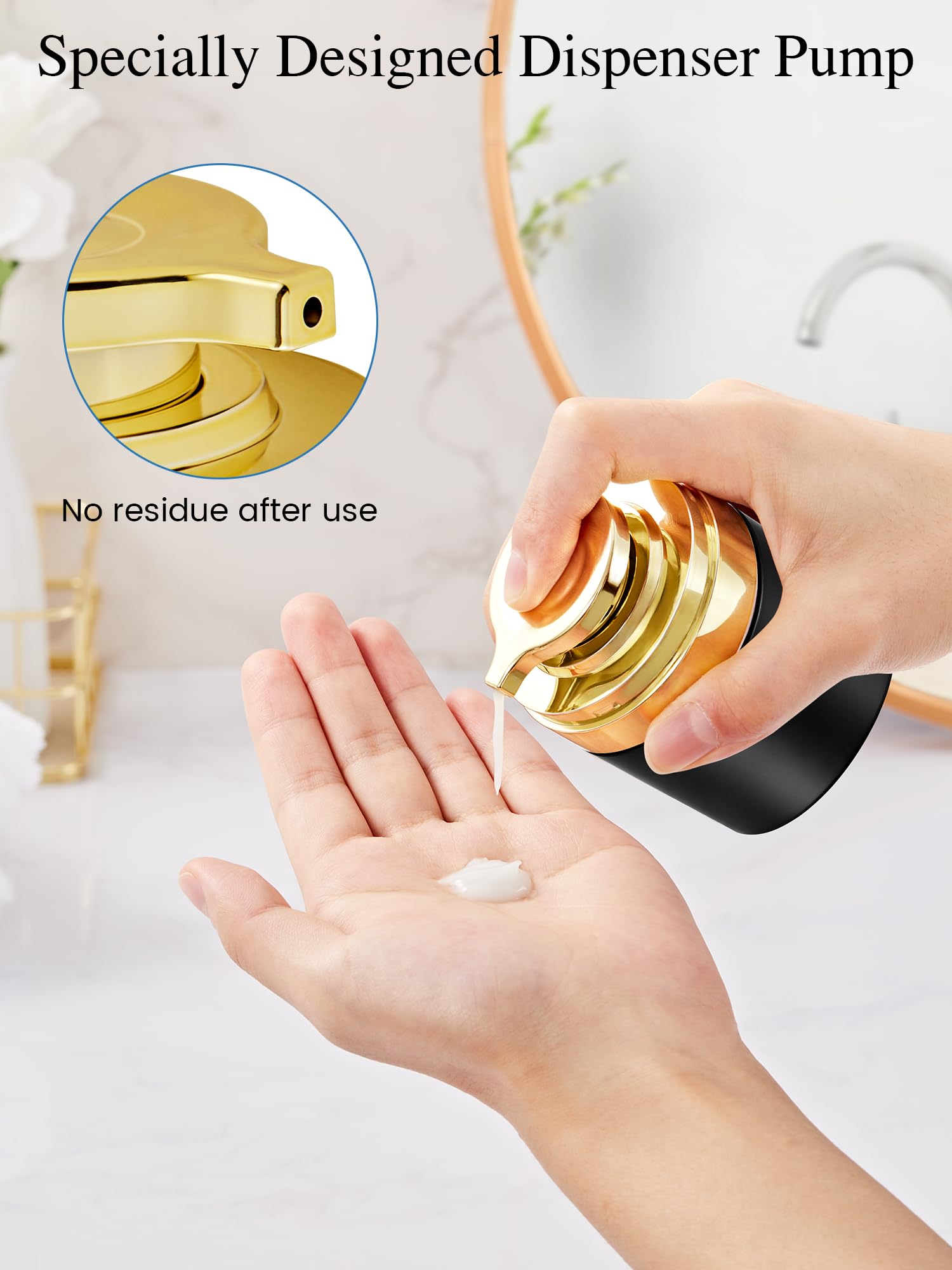 PARAKE Airless Pump Jars, 4-Pack 1.7 Oz Empty Moisturizer Pump Dispensers, Refillable LeakProof Vacuum Cosmetic Containers, Travel Airless Pump Bottles for Cream Lotion Skincare Toiletries (Black)