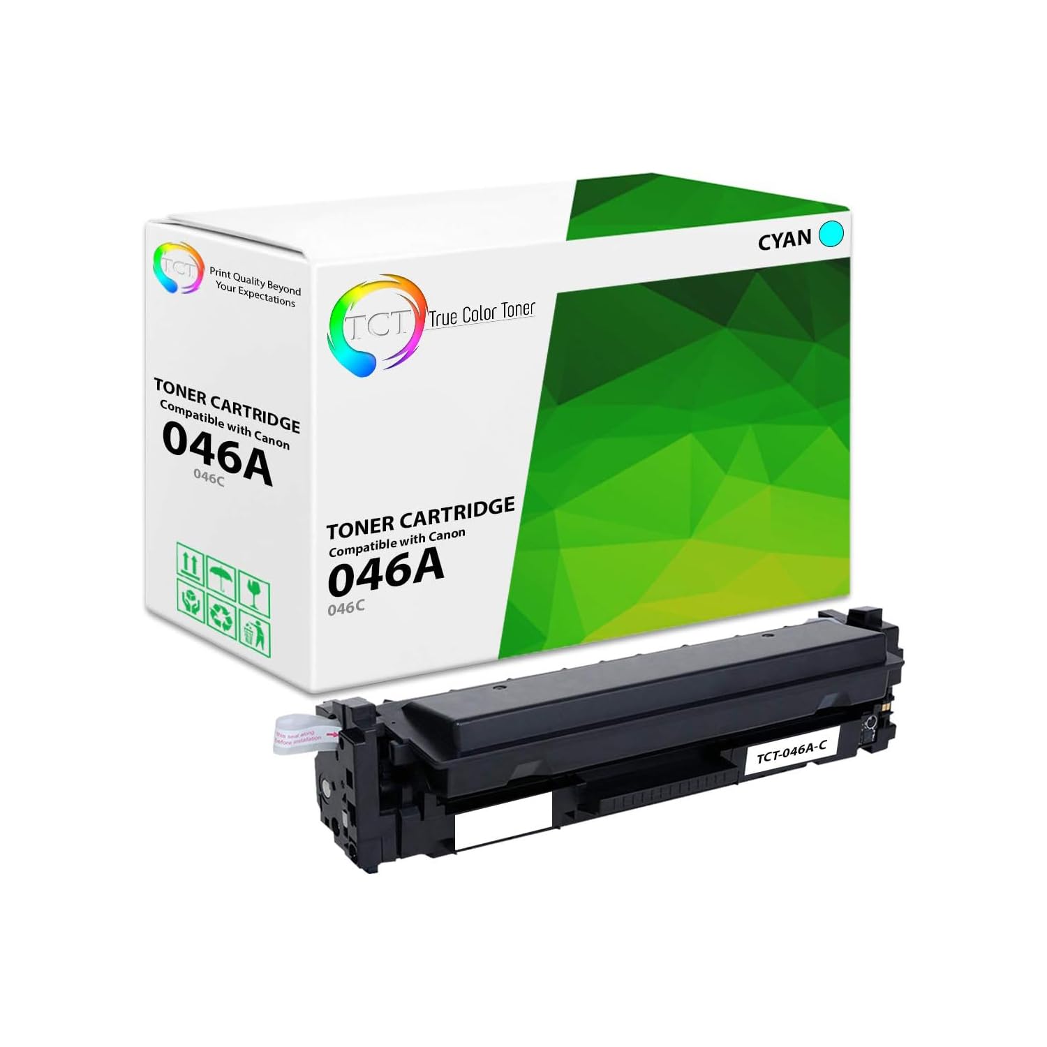 TCT 046A Cyan Toner Cartridge - Premium Compatible Replacement for Canon 046 Cyan Works with Canon Color ImageClass MF731CDW MF733CDW MF735CDW LBP654CDW Printers (2,300 Pages)