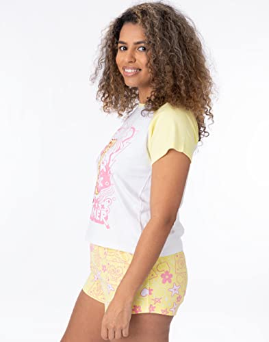 SpongeBob SquarePants Womens Pajama Set | Ladies Raglan T-Shirt & Yellow Elasticated Shorts | Daydreamer Coral & Jellyfish
