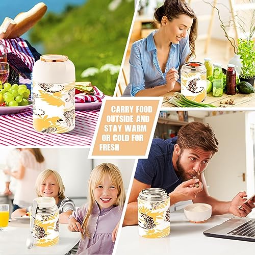 CUPADA Tropical Jungle Leopards Food Jar for Hot and Cold, Insulated Food Jars Vacuum 17OZ with Folding Spoon for Work Trip Picnic Camping