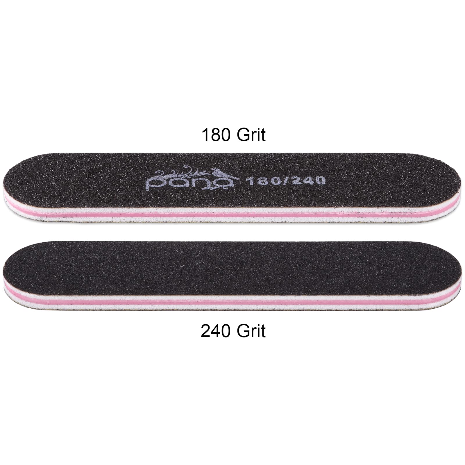 25PCS Mini Size PANA Professional Double Sided Nail Files - Black, 180/240 Grit - Emery Board Nail Buffering File Manicure Pedicure Nail Polisher Washable