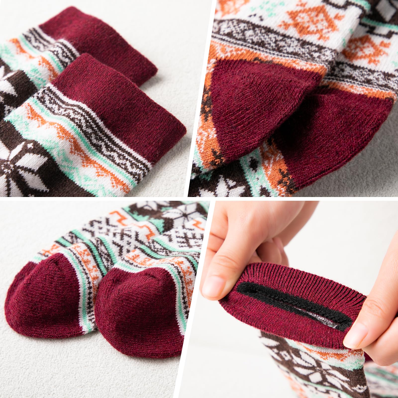 Nimalpal Wool Socks for Women - Soft 5 Pairs Wool Socks Womens for Winter Hiking Cozy Warm, Octagon Ethnic