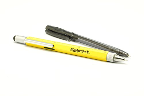 Screwdriver Pen Pocket Multi-Tool By EdgeWorks β Multi-Functional & Sturdy Aluminum DIY Tool, With Screwdriver, Stylus, Bubble Level, Ruler & Phillips Flathead Bit, Unique Gift Idea - Yellow
