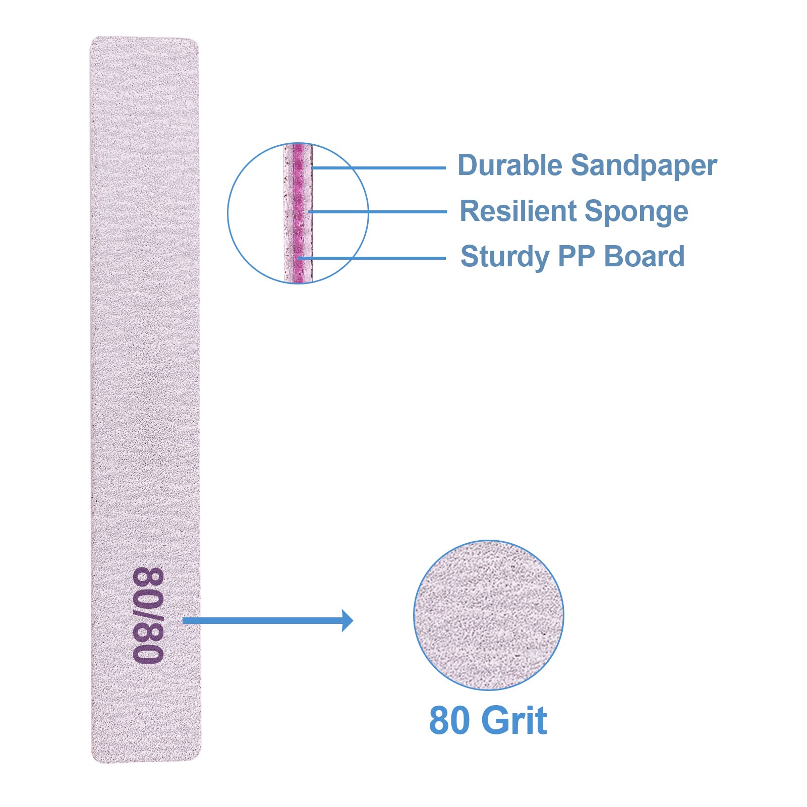80/80 Grit Nail Files (25 Pcs), Coarse Emery Boards for Acrylic Nails and Gel Nails, Nail File Double Sided 80 Grits Emory Professional Nail Filers Pack