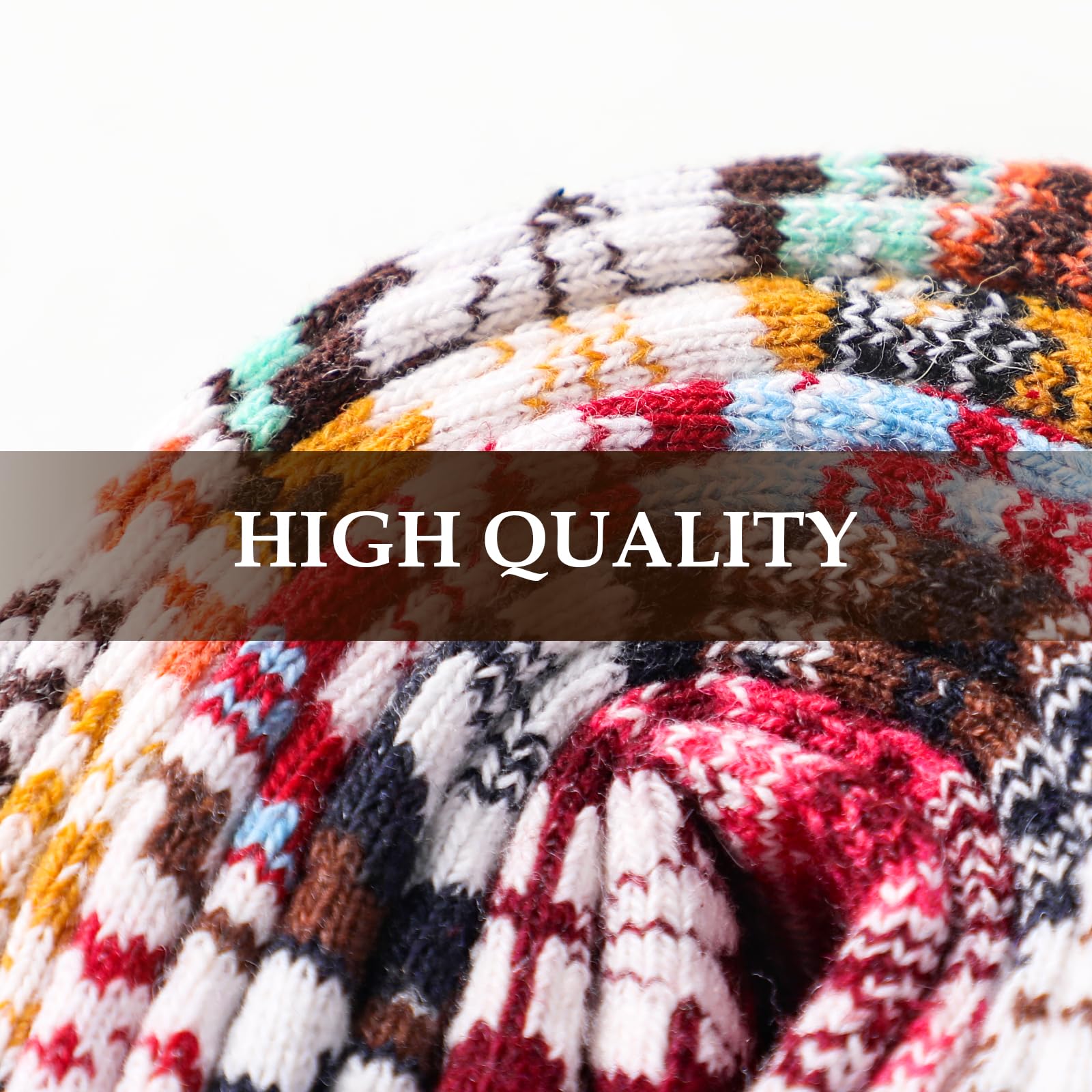 Nimalpal Wool Socks for Women - Soft 5 Pairs Wool Socks Womens for Winter Hiking Cozy Warm, Octagon Ethnic
