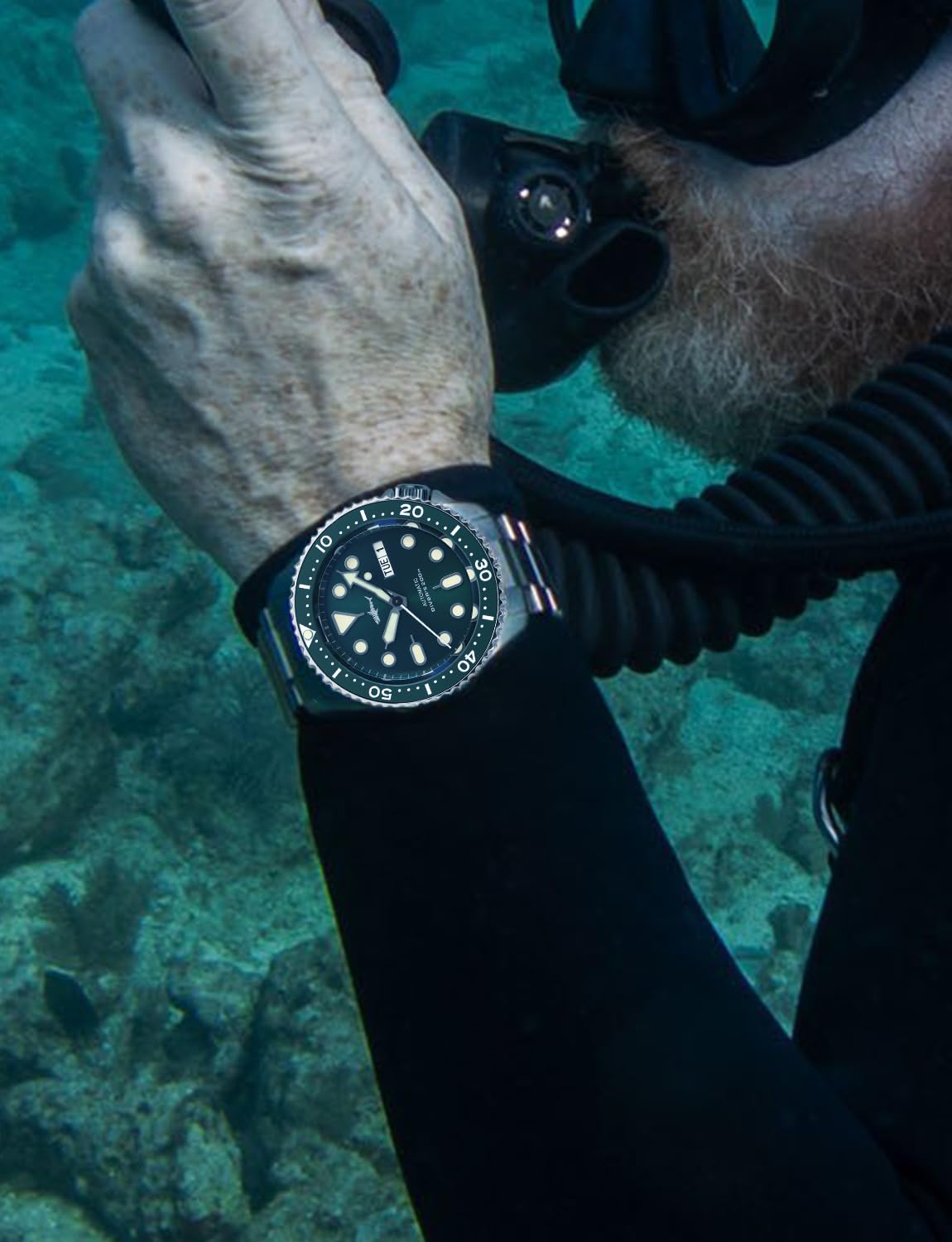 TACTICAL FROG Heimdallr SKX007 Dive Watches for Men, NH36A Movement C3 Luminous Mens Automatic Watches, 200 Meter Water Resistant, Multi-Color