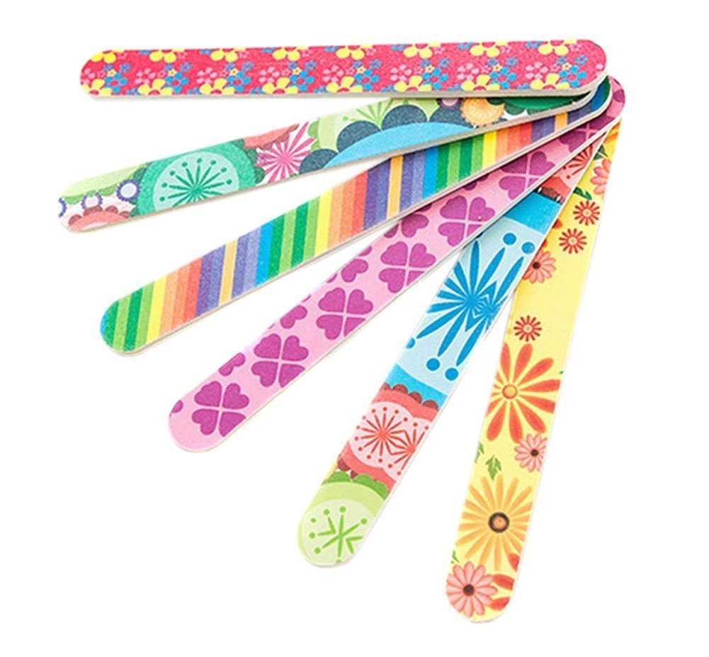HugeStore 10 Pcs Professional Double Sided Nail Files Emery Board Grit Nail Buffering Files Manicure Pedicure Colorful