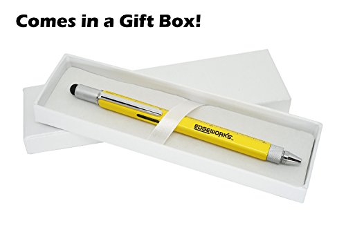 Screwdriver Pen Pocket Multi-Tool By EdgeWorks β Multi-Functional & Sturdy Aluminum DIY Tool, With Screwdriver, Stylus, Bubble Level, Ruler & Phillips Flathead Bit, Unique Gift Idea - Yellow