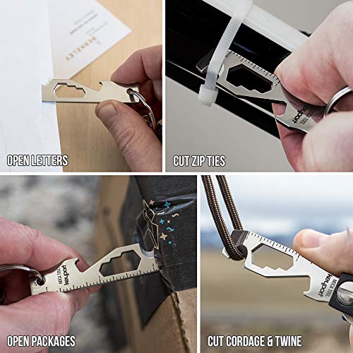 Keyport MOCA 10-in-1 Keychain Multitool | EDC Multi Tool - Prybar, Bottle Opener, Screwdriver, Box Opener, Cord Cutter & More | TSA Friendly Key Tool | Stainless Steel | Keyport Pivot Compatible