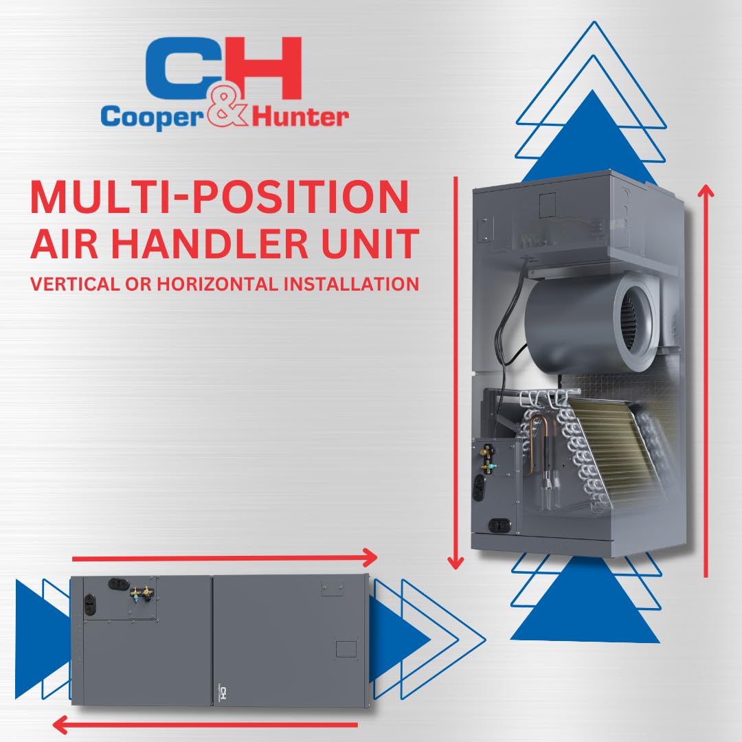 Cooper&Hunter Hyper Heat 24,000 BTU 2 TON Central Mini Split AC Air to Air Heat Pump System with Multi Position Air Handler Unit Including 25ft Installation Kit