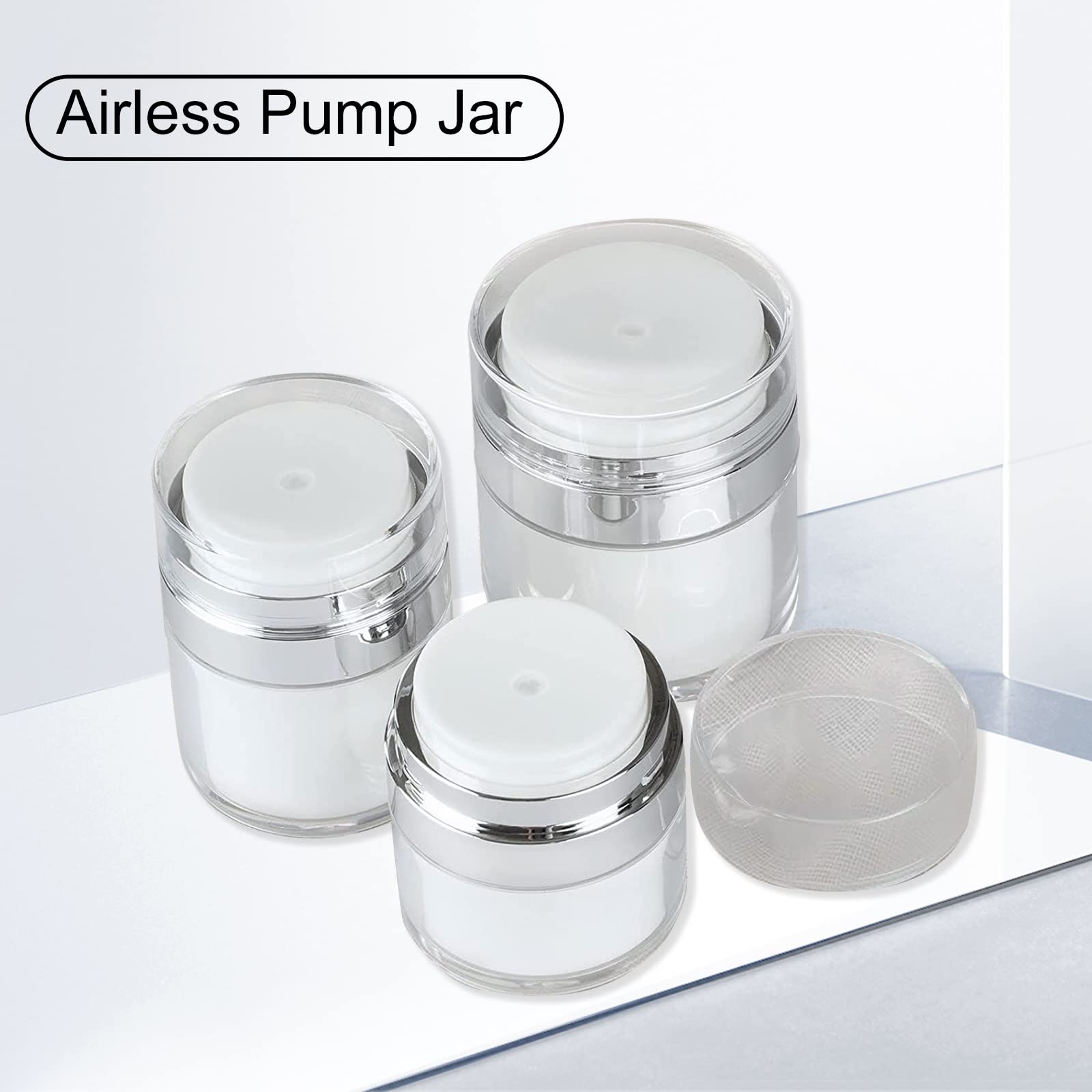 Airless Pump Jar, 5PCS Cream Jar Vacuum Bottle Refillable Travel Containers for Toiletries, Airless Pump Bottles for Lotions And Creams(0.5 Oz/15ml)