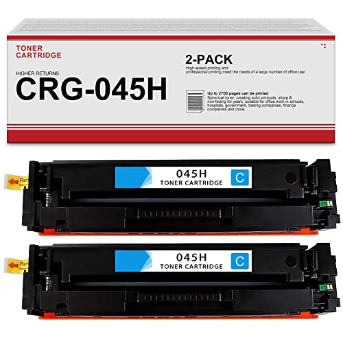 TopInk Compatible 045H CRG045H Toner Cartridge Replacement for Canon Color imageCLASS LBP610C Series LBP613Cdw LBP612Cdw Printer [Cyan,2-Pack]