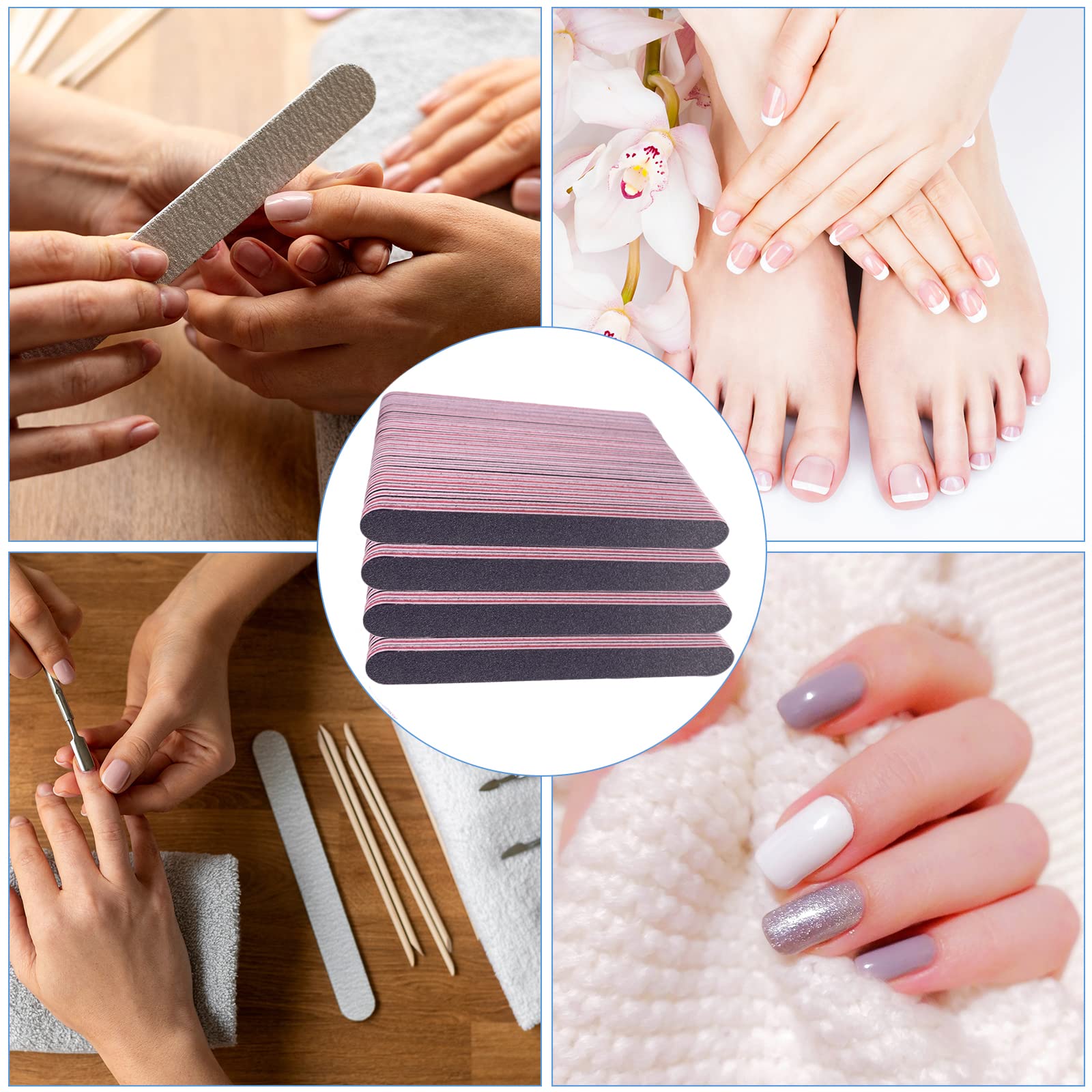 Nail File (100 Pcs), Emery Board Nail Files for Acrylic and Natural Nails, 100/180 Grit Double Sided Emery Boards for Nails Fingernail Filer Bulk for Professional Finger Nail Filer Manicure Set