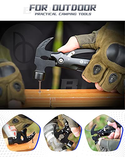 BIBURY Hammer Multitool Camping Tool, 12 in 1 Survival Gear Outdoor Multi Tool with Safety Lock, Cool Gadgets Survival Multi-Tool for Outdoor, Camping, Hiking, Christmas Present Stocking Stuffers