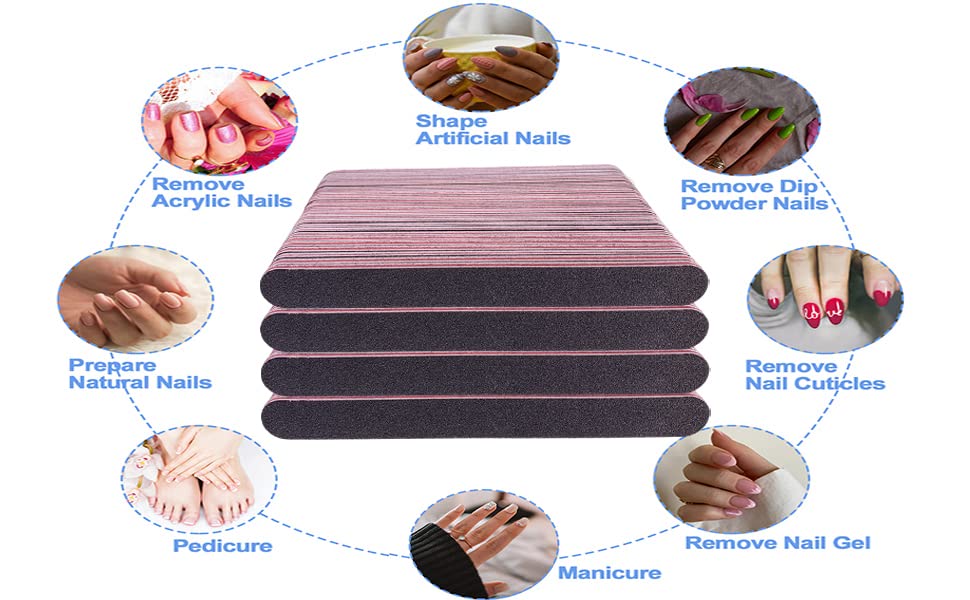 Nail File (100 Pcs), Emery Board Nail Files for Acrylic and Natural Nails, 100/180 Grit Double Sided Emery Boards for Nails Fingernail Filer Bulk for Professional Finger Nail Filer Manicure Set
