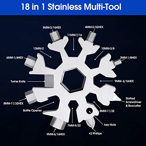Gifts For Men Fathers , Gifts For Dad 18-in-1 Snowflake Multi Tool Snowflake Tool Stainless Steel multitool for Men Women Outdoor Travel Camping Adventure Tools(Black 2pcs)