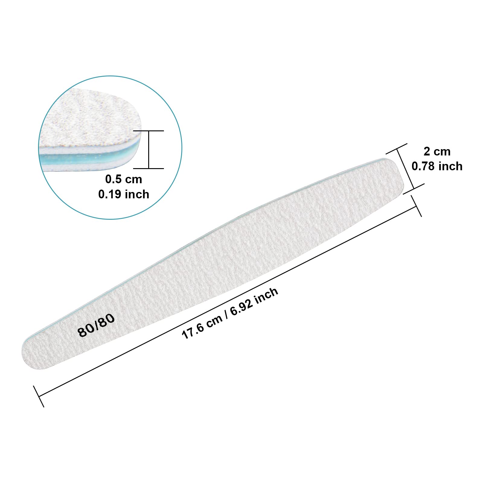Diesisa 15pcs 80/80 Grit Nail Files for Natural Nails, Double Sided Emery Boards for Nails, Professional Nail Files for Acrylic Nails for Home & Salon (limas para manicura)