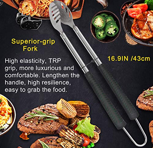 POLIGO 7PCS Golf-Club Style BBQ Tools Grilling Tools with Rubber Handle - Stainless Steel Grilling Accessories for Outdoor Grill Set Premium Grill Utensils Set Christmas Birthday Gifts for Dad Men