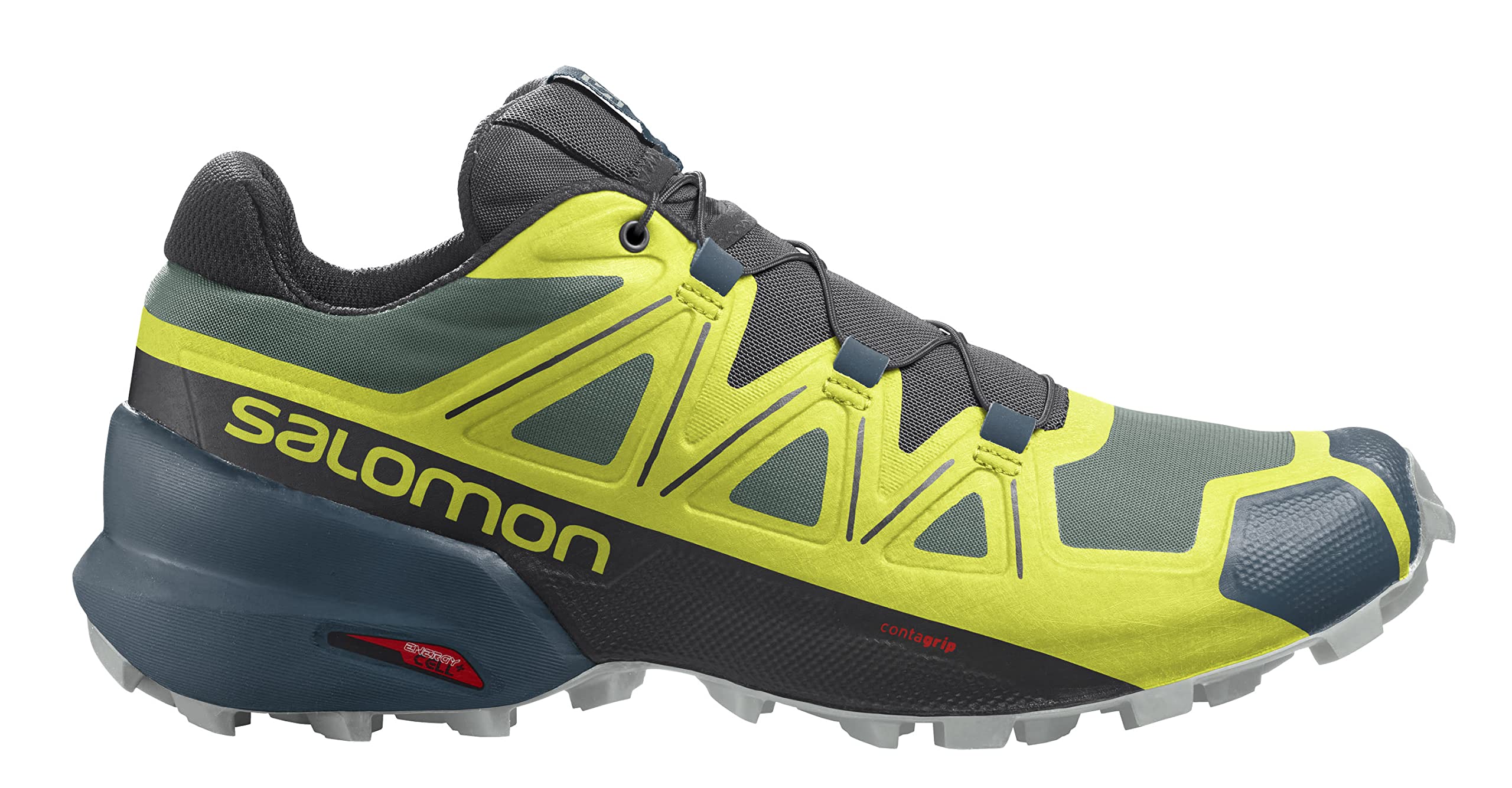 Salomon Men's Speedcross 5 Trail Running Shoes for Men, Duck Green/Black/Evening Primrose, 10.5