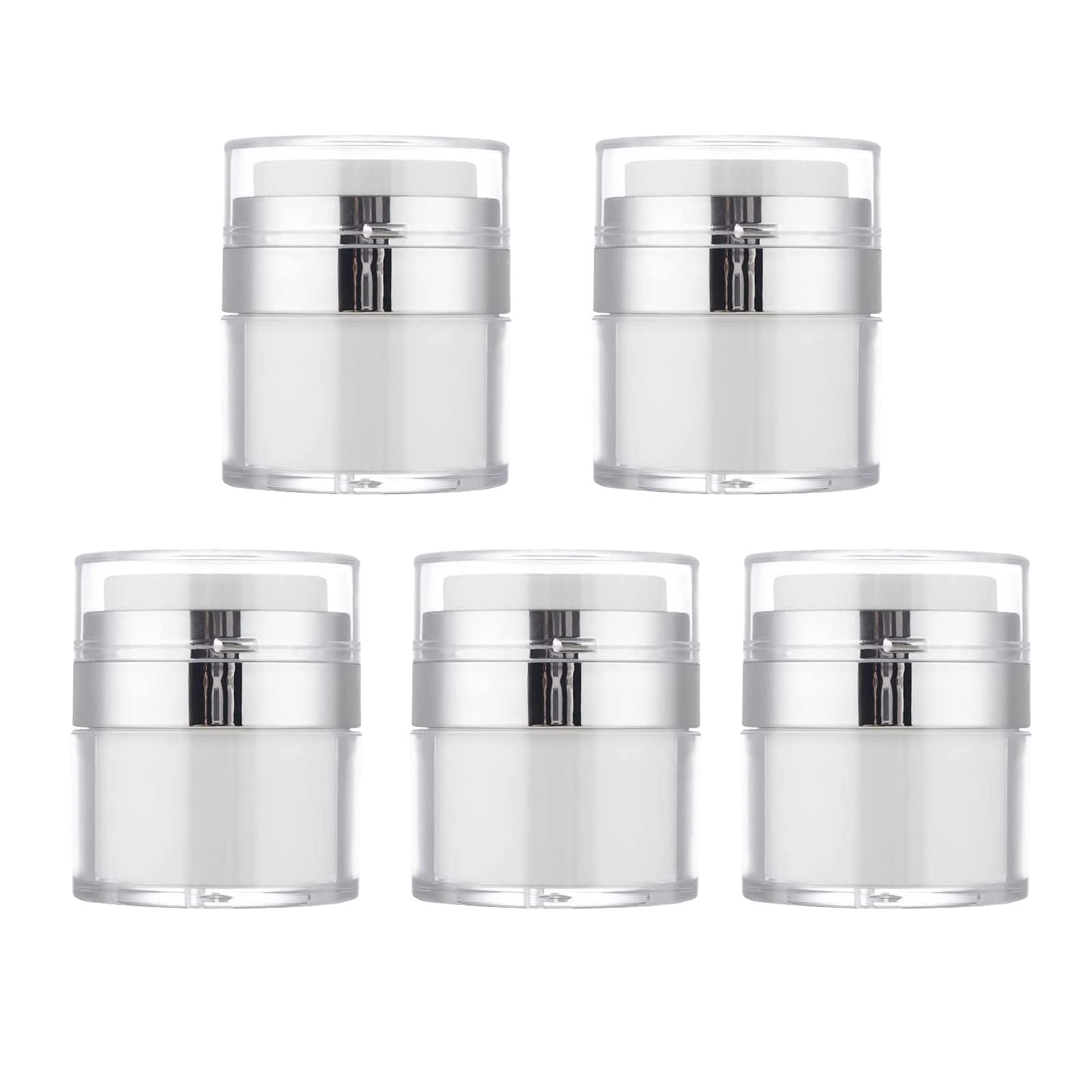 Airless Pump Jar, 5PCS Cream Jar Vacuum Bottle Refillable Travel Containers for Toiletries, Airless Pump Bottles for Lotions And Creams(0.5 Oz/15ml)