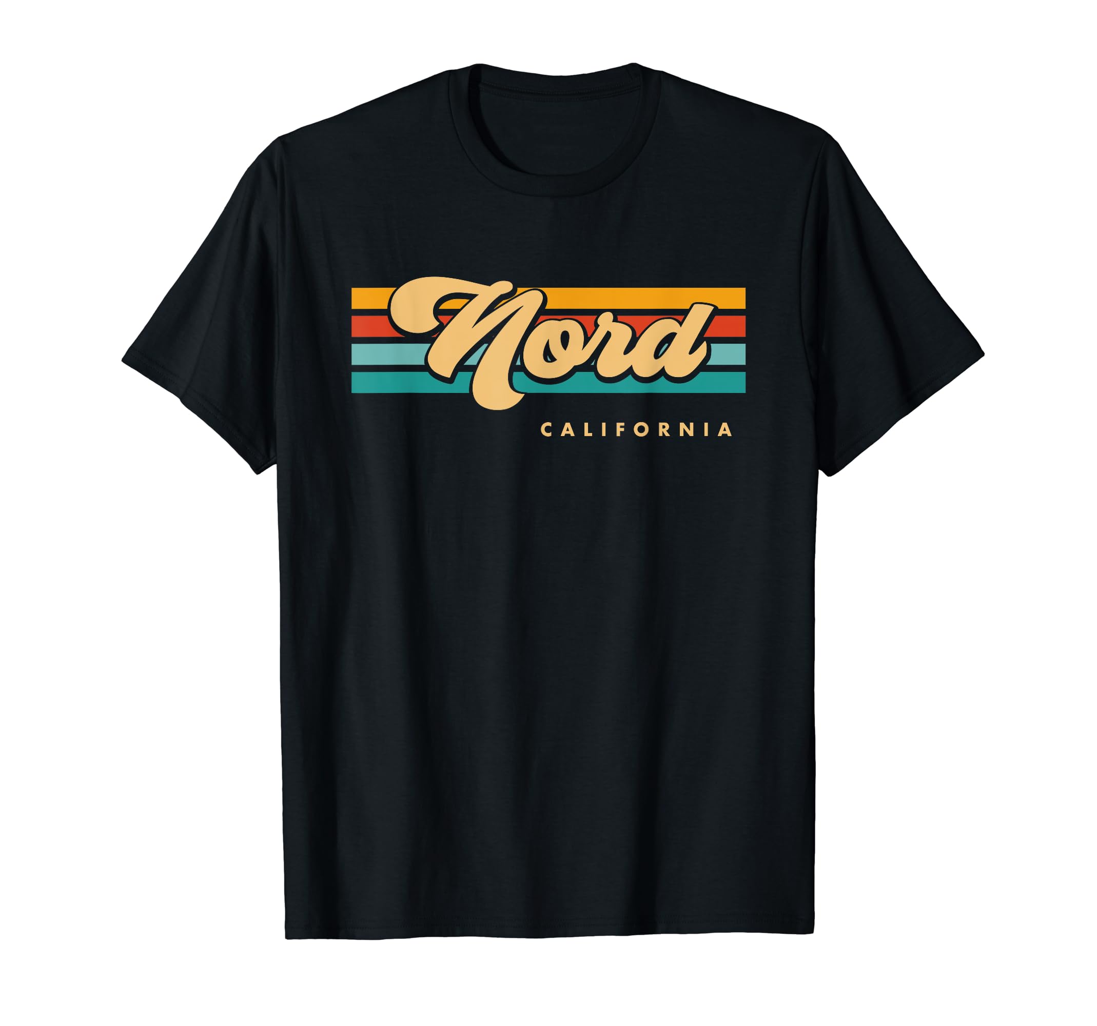 Vintage Sunset Stripes Nord, California T-Shirt