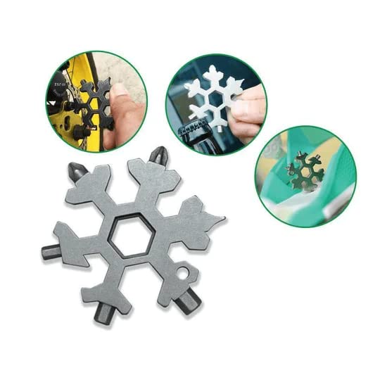 18-In-1 Stainless Steel Snowflakes Multi-Tool, Mens Stocking Stuffer Ideas,Snowflake Multi Tool (Black)