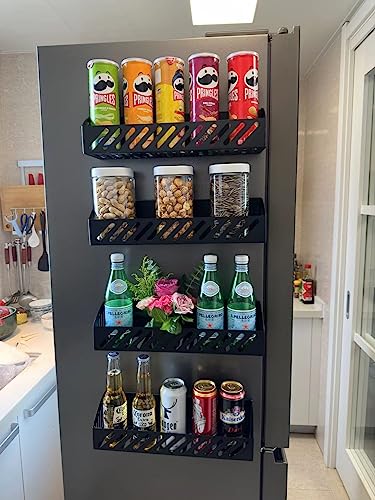 NAFCOOL Magnetic Spice Fridge Rack Shelf Organizer for Refrigerator, 2 Packs Moveable Magnetic Seasoning Organizer Shelves Kitchen Gadgets for Refrigerator Microwave Coffee Maker Washer, 15.95β Long