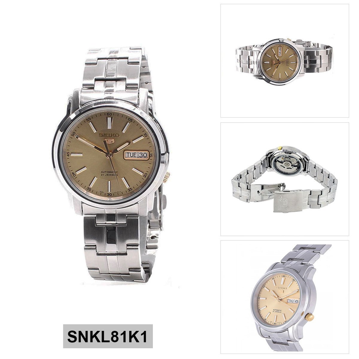 SEIKO Automatic Champagne Dial Stainless Steel Men's Watch SNKL81
