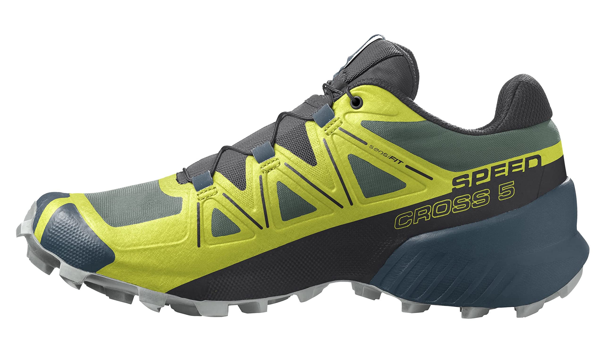 Salomon Men's Speedcross 5 Trail Running Shoes for Men, Duck Green/Black/Evening Primrose, 10.5
