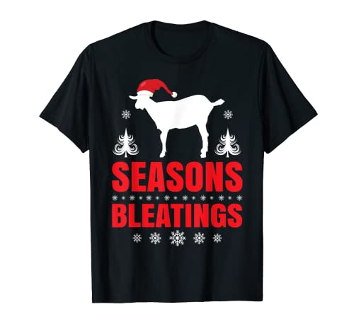 Seasons Bleatings Goat Lover Gift Funny Christmas Goat Pun T-Shirt