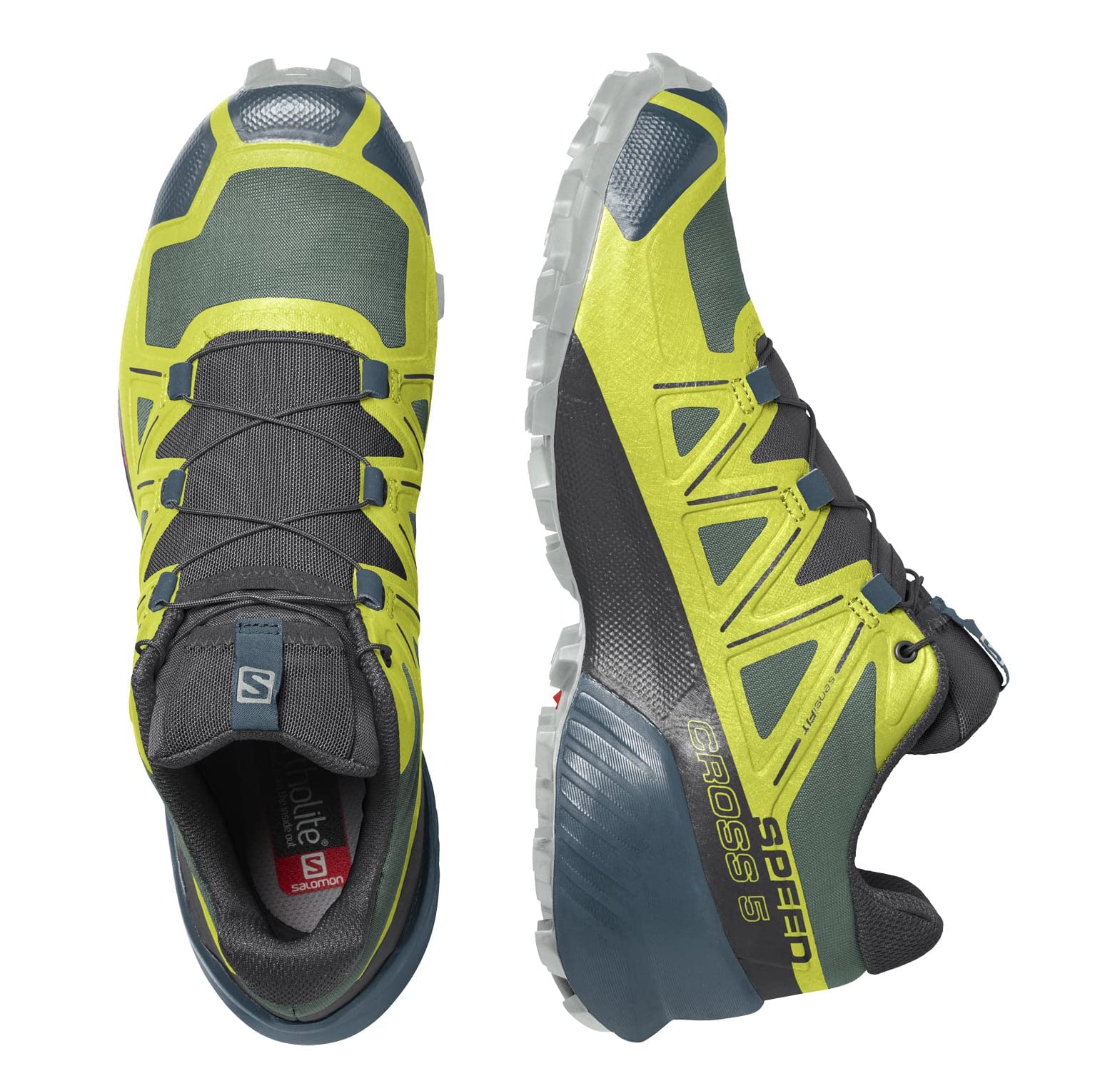 Salomon Men's Speedcross 5 Trail Running Shoes for Men, Duck Green/Black/Evening Primrose, 10.5