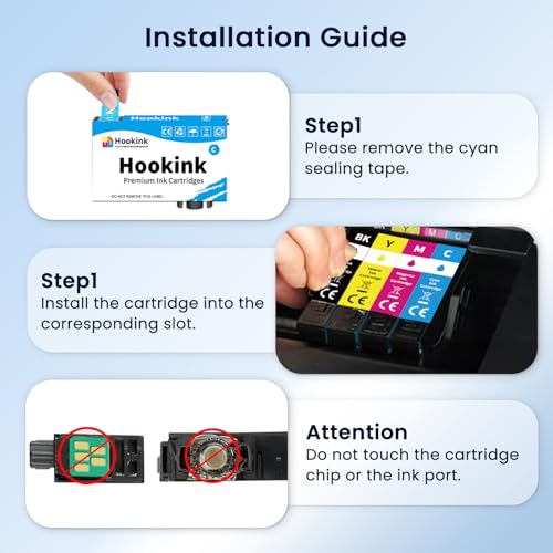 Hookink Remanufactured Ink Cartridge Replacement for Epson 212XL 212 XL T212 Work with Workforce WF-2850 WF-2830 Expression Home XP-4100 XP-4105 Printer 5-Pack (2 Black Yellow Magenta Cyan)