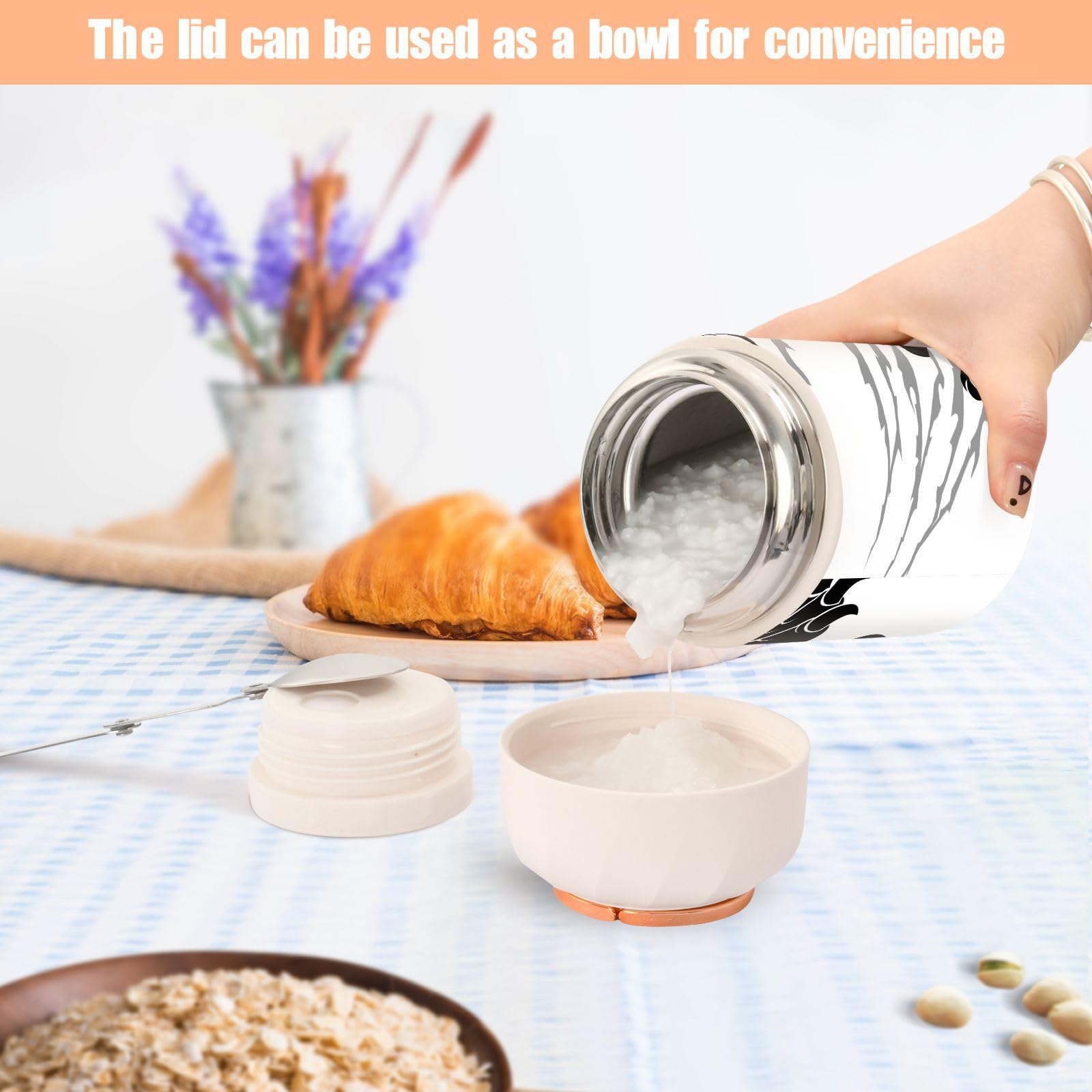 CUPADA Claw Rip Food Jar for Hot and Cold, Paw Stratching Insulated Food Jars Vacuum 17OZ with Folding Spoon for Work Trip Picnic Camping