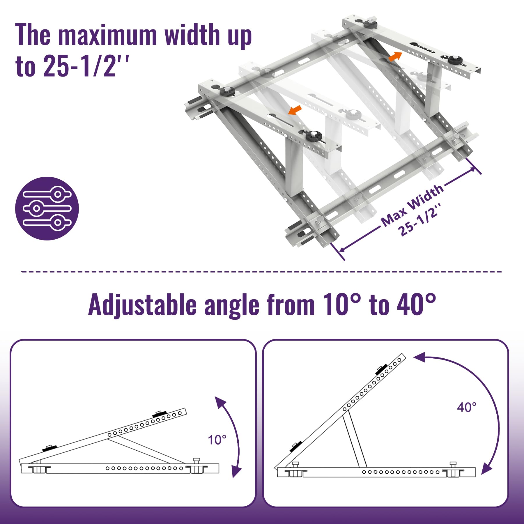 Mxclimate Roof Mounting Air Conditioner Bracket,Rooftop Support Bracket for Out Ductless Mini Split Condenser Heat Pumps & HVAC Systems,Universal,24000 Btu AC Units,Heavy Duty Support up to 330 Lbs