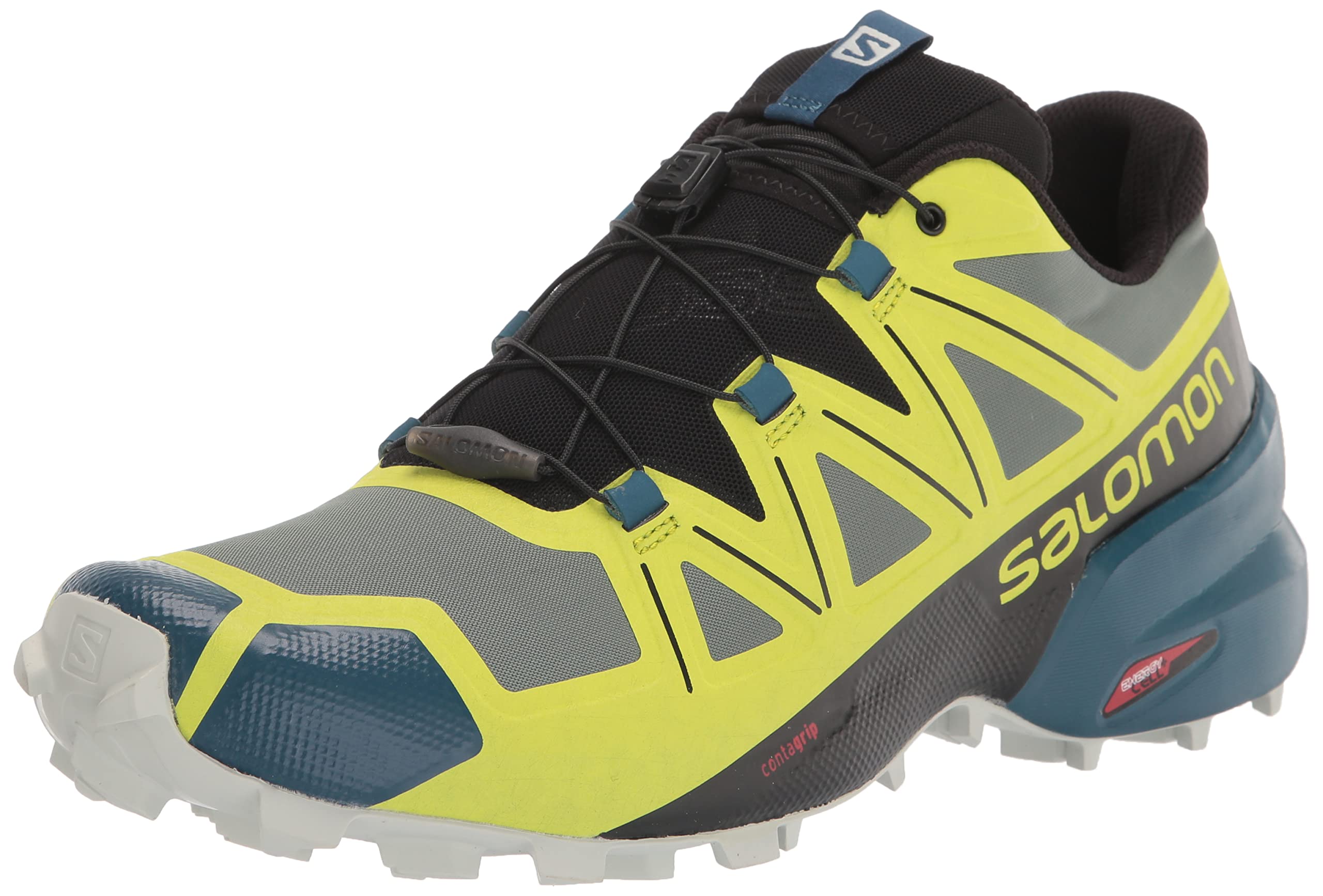 Salomon Men's Speedcross 5 Trail Running Shoes for Men, Duck Green/Black/Evening Primrose, 10.5