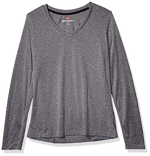 Hanes womens O9309 athletic shirts, Black Heather, Large US