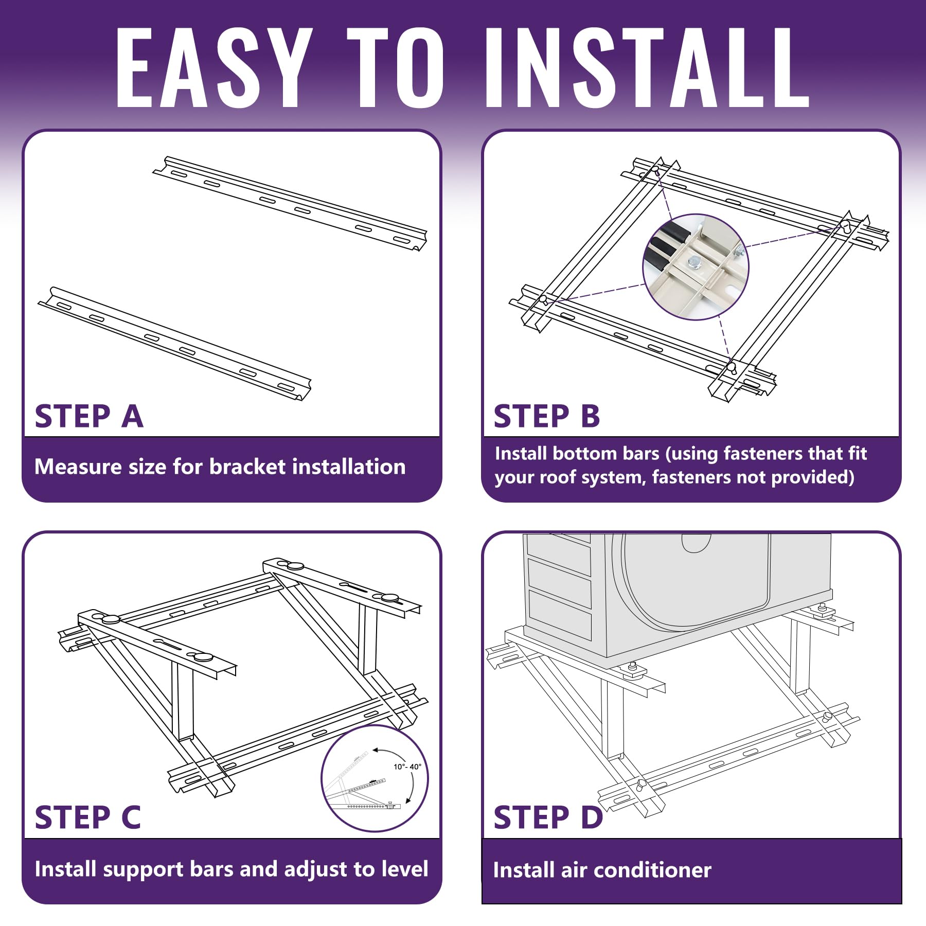 Mxclimate Roof Mounting Air Conditioner Bracket,Rooftop Support Bracket for Out Ductless Mini Split Condenser Heat Pumps & HVAC Systems,Universal,24000 Btu AC Units,Heavy Duty Support up to 330 Lbs