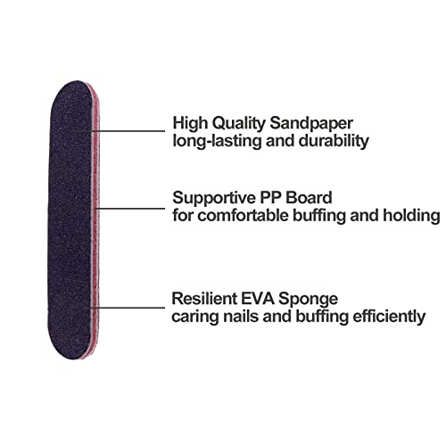Nail Files (50 Pack), 3.6 Inches Emery Board Nail Files for Acrylic and Natural Nails, 100/180 Grit Small Double Sided Fingernail Filer Bulk Mini Professional Finger Nail Filer Manicure Set Black