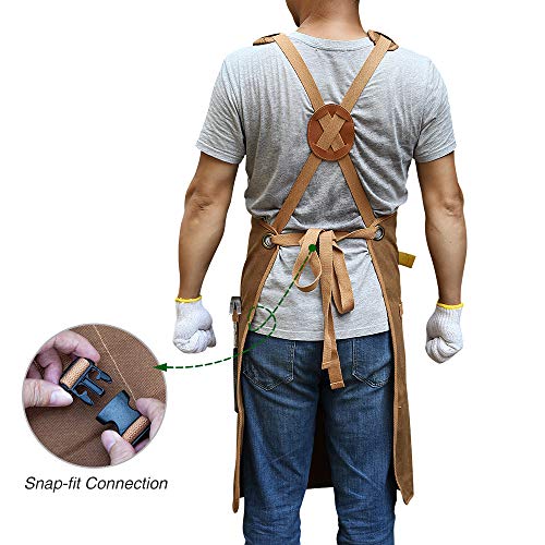 Briteree Woodworking Aprons for Men, Gift for Men, with 9 Tool Pockets, Durable Waxed Canvas, Gifts for Him
