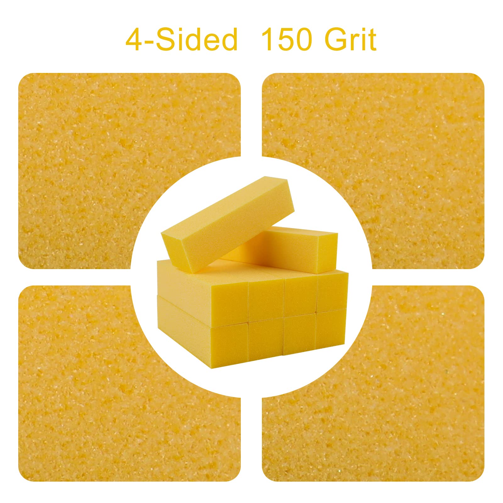 CHENYIYI 10 Packs Nail Buffer Block, Medium 150 Grit Nail Buffer for Natural and Acrylic Nails, 4 Sided Sanding Buffing Block for Gel Polish Nails, Professional Pedicure Manicure Buffer Kits (Yellow)