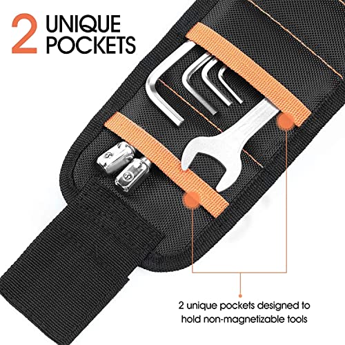 Size-adjustable Magnetic Wrist Band, Wristband for Holding Screws with 15 Strong Magnets, Tool Band Cool Christmas Gifts for Dad, husband Stocking Stuffers for Screwdriver Tool Parts