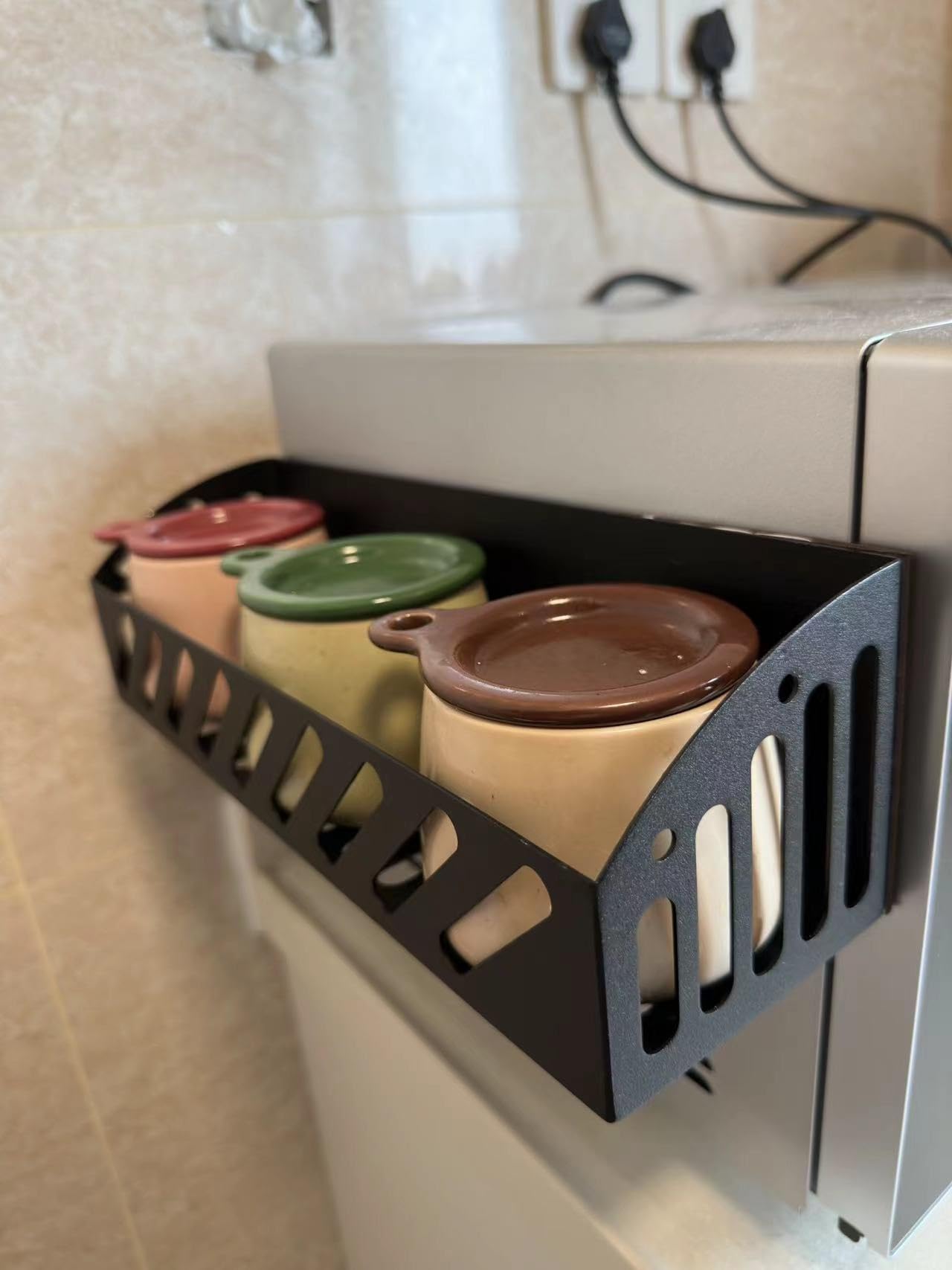 NAFCOOL Magnetic Spice Fridge Rack Shelf Organizer for Refrigerator, 2 Packs Moveable Magnetic Seasoning Organizer Shelves Kitchen Gadgets for Refrigerator Microwave Oven Washer, 12” Long…