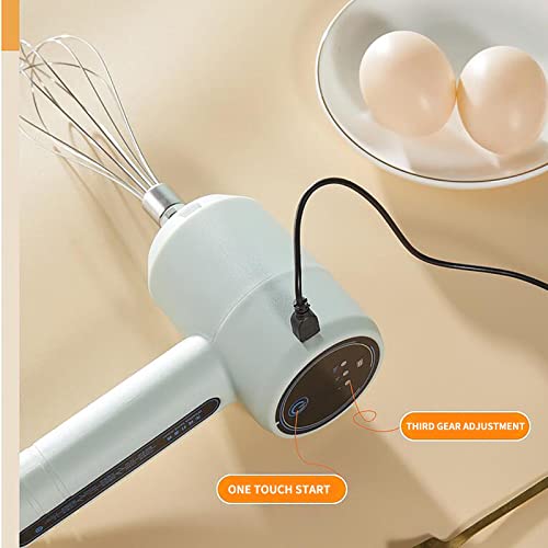 QIUSGE Hand Mixer Electric Eggs Beater Garlic Chopper, Household Small Semi-Automatic Cordless Electric Blender for Kitchen Cooking Baking Cake Egg Cream Yeast Dough (Mint Green)