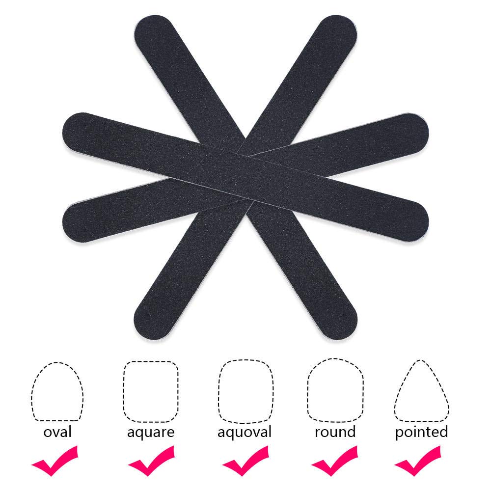 12Pack IFUNSON Professional Nail File Double Sided 120/180 Grit, Emery Board Manicure Pedicure Tool Black