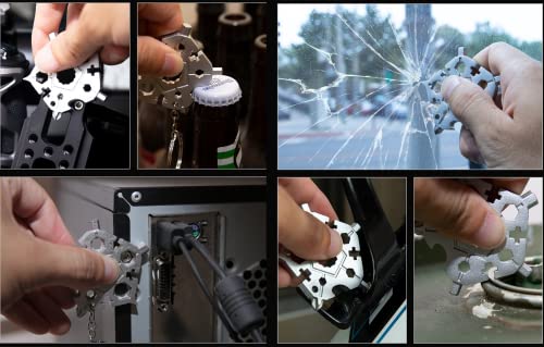 Pentagon Snowflake Multi Tool 23-in-1Carbon Steel Snowflake Handy Tool With Keyring,Portable Screwdriver/Wrench/ Bottle Opener Multitool Funny Gifts (Pentagonal snowflake(Silver))
