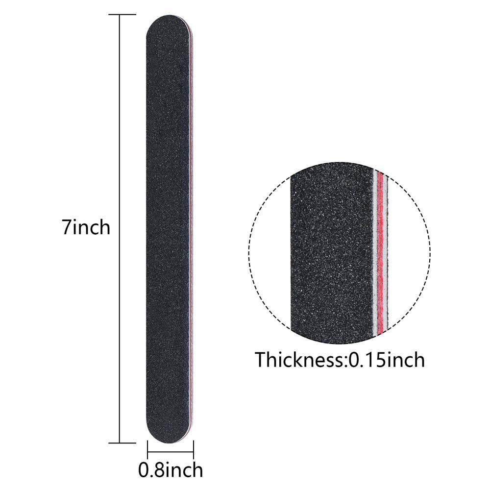 12Pack IFUNSON Professional Nail File Double Sided 120/180 Grit, Emery Board Manicure Pedicure Tool Black