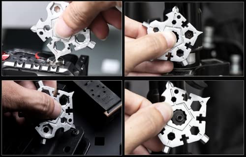 Pentagon Snowflake Multi Tool 23-in-1Carbon Steel Snowflake Handy Tool With Keyring,Portable Screwdriver/Wrench/ Bottle Opener Multitool Funny Gifts (Pentagonal snowflake(Silver))